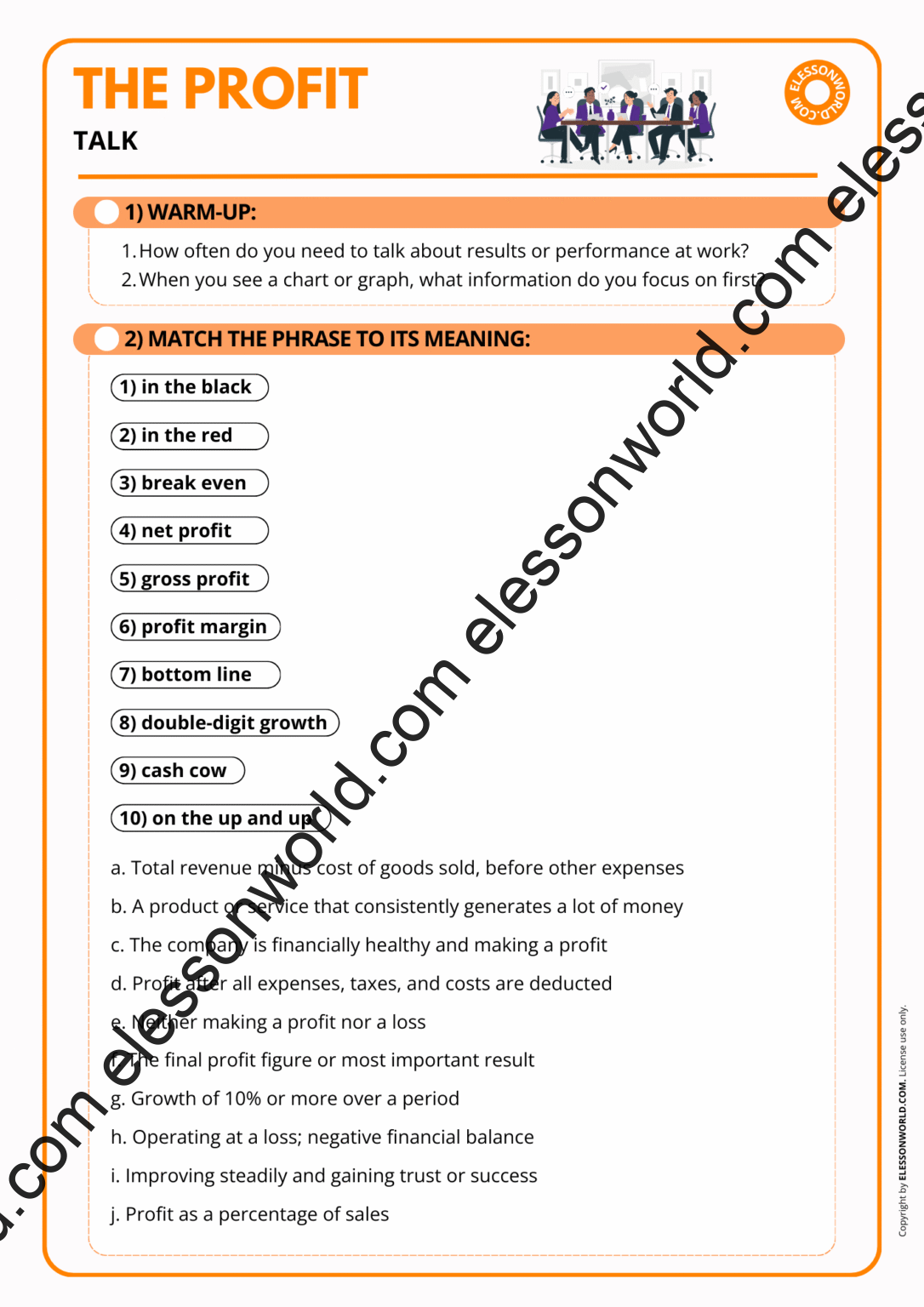 B2-C1 Business English ESL Lesson: Profit Vocabulary & Collocations ...
