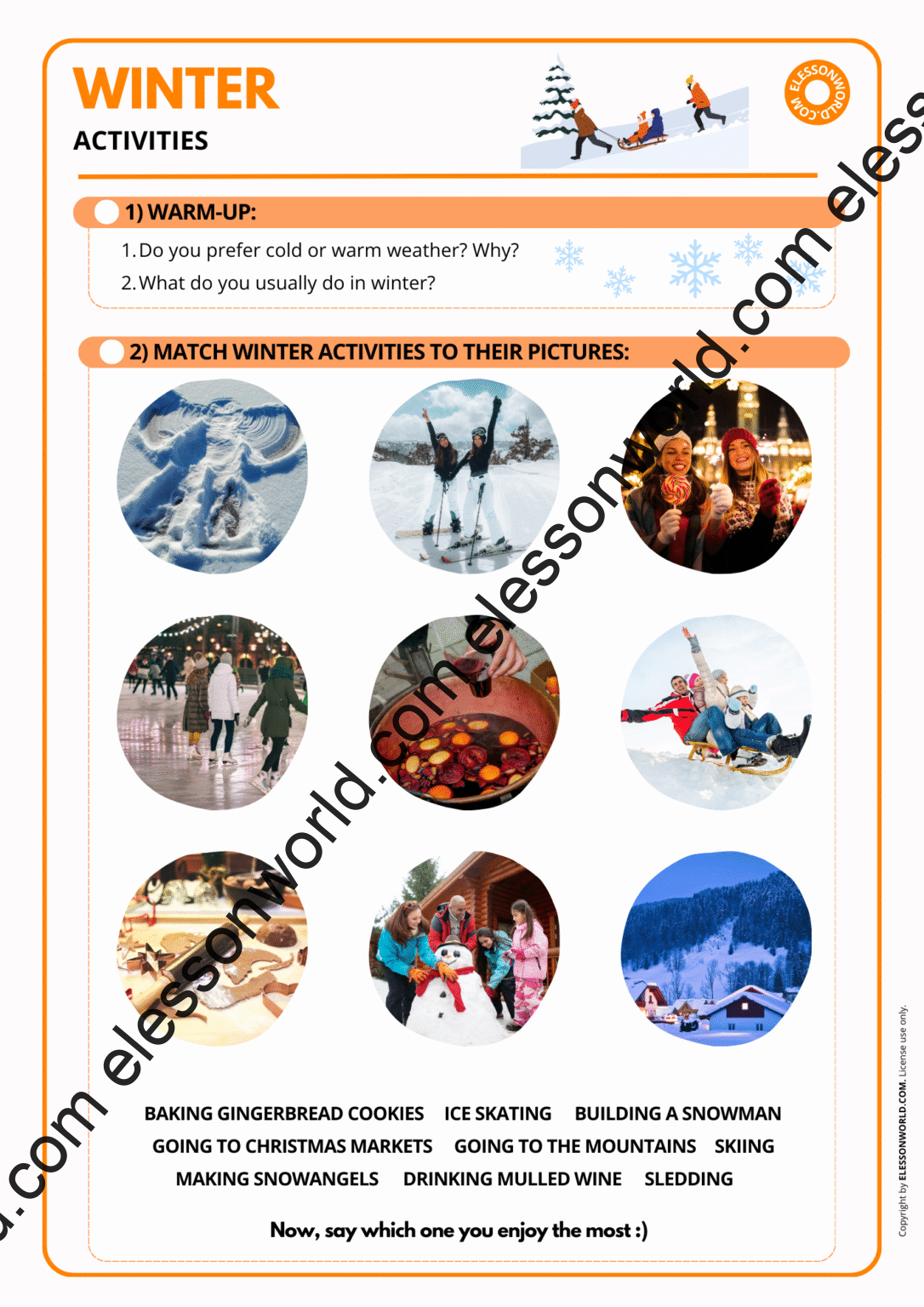 Winter Activities ESL Lesson A2-B1 | Fun Speaking & Vocabulary